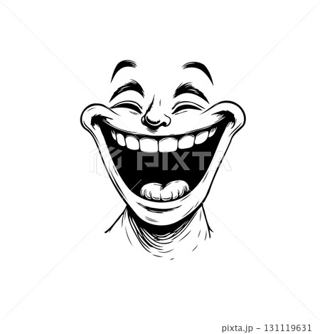 Cartoon expression of an exaggerated smile and...のイラスト素材 [131119631 ...