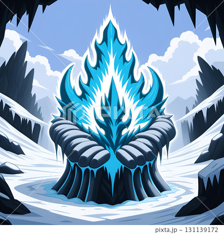 Mystical blue ice fire erupts from frozen...のイラスト素材 [131139172] - PIXTA