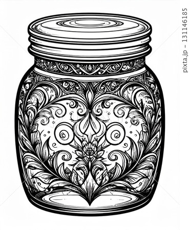 Ornate Detailed Floral Jar with Intricate...のイラスト素材 [131146185] - PIXTA