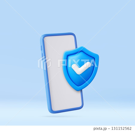3d Mobile device security icon with shield...のイラスト素材 [131152562] - PIXTA