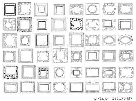 Large set of hand drawn picture frames offers a...のイラスト素材 [131170437 ...