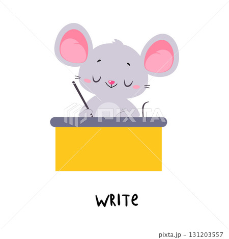 Little Mouse Write at Table Demonstrating...のイラスト素材 [131203557] - PIXTA