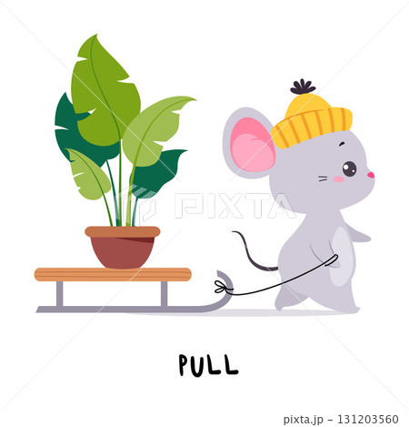 Little Mouse Pull Sledge with Flowerpot...のイラスト素材 [131203560] - PIXTA