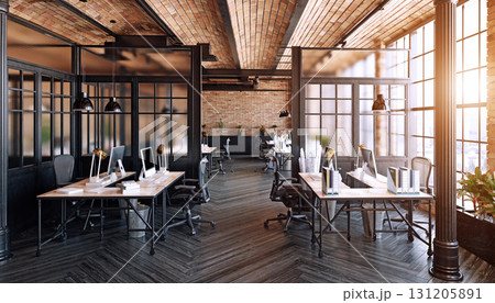 Modern industrial loft office interior. Empty...のイラスト素材 [131205891] - PIXTA