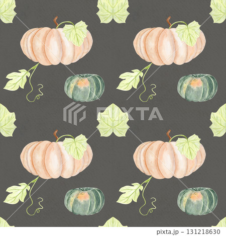 Beige squash, green pumpkin, and fresh leaf...のイラスト素材 [131218630] - PIXTA