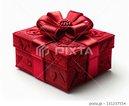 Elevated Square Red Gift Box with Decorative...のイラスト素材 [131237554] - PIXTA