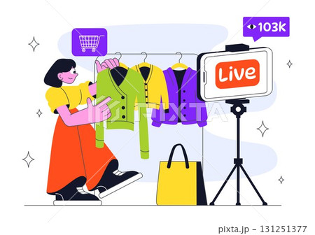 Influencer Live Shopping Event Illustration...のイラスト素材 [131251377] - PIXTA