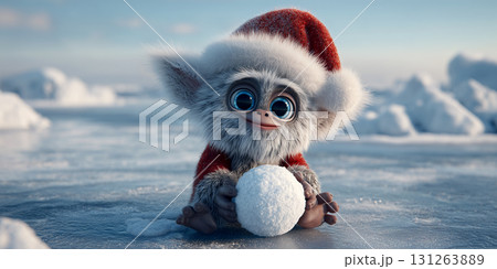 Close-up of a Cute Santa Claus Yeti Playing...のイラスト素材 [131263889] - PIXTA
