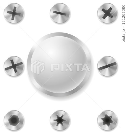metal screws heads bolts and rivet cartoon...のイラスト素材 [131265300] - PIXTA