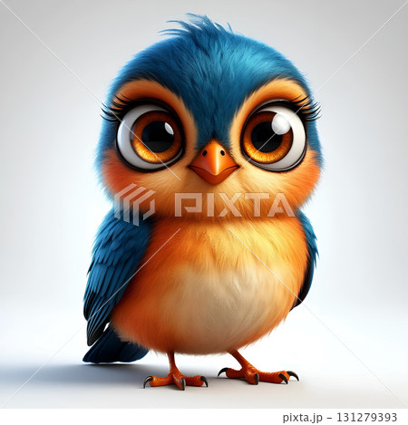 Cartoon birdie character an animal on a white...のイラスト素材 [131279393] - PIXTA
