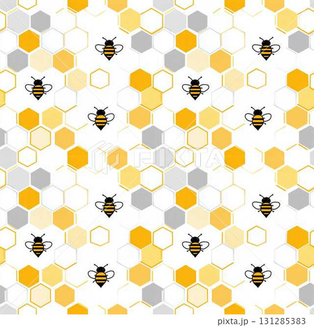 High Contrast Pastel Beehive and Honeycomb...のイラスト素材 [131285383] - PIXTA