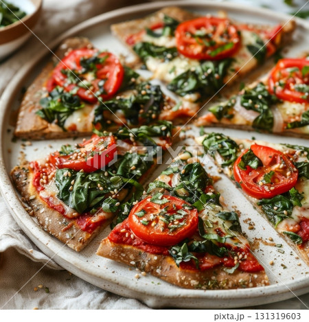 A plate piled high with slices of buckwheat...のイラスト素材 [131319603] - PIXTA