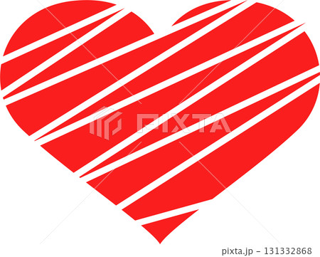 A red heart shape with black diagonal lines...のイラスト素材 [131332868] - PIXTA