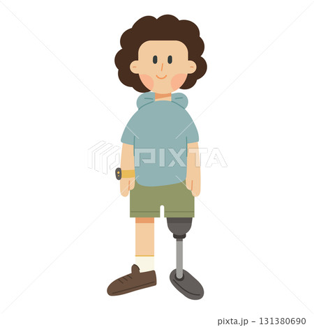 Cartoon man with prosthetic leg. Vector...のイラスト素材 [131380690] - PIXTA