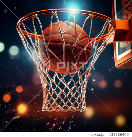 Basketball smoothly passes through the hoop...のイラスト素材 [131386469] - PIXTA