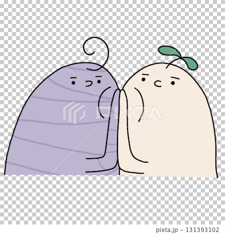 happy taro with white radish cartoonのイラスト素材 [131393102] - PIXTA