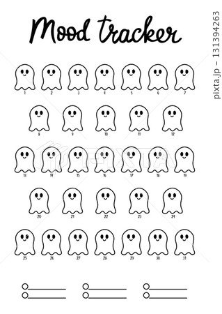 Cute mood tracker with 31 numbered kawaii...のイラスト素材 [131394263] - PIXTA