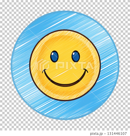 Minimal doodle style smiley face scribbled...のイラスト素材 [131446107] - PIXTA
