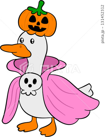 Pink Vampire Goose and Halloween Pumpkinのイラスト素材 [131452312] - PIXTA