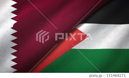 Close up of qatar and palestine flags waving...のイラスト素材 [131469271] - PIXTA