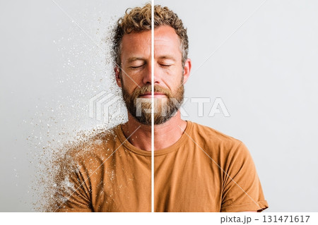 Man with static effect around head...のイラスト素材 [131471617] - PIXTA