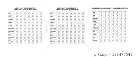 Set of Men measurement US UK chart centimeters...のイラスト素材 [131473542 ...