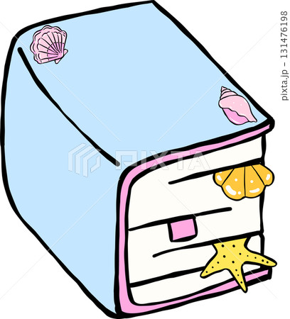Summer Reading Thick Blue Book with Seashell...のイラスト素材 [131476198] - PIXTA