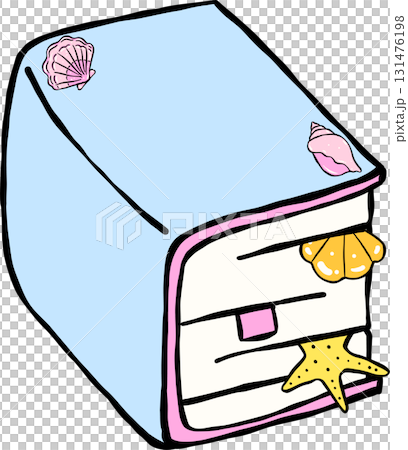 Summer Reading Thick Blue Book with Seashell...のイラスト素材 [131476198] - PIXTA