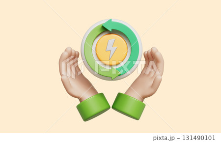 Renewable Energy Cycle Icon with Hand. 3D...のイラスト素材 [131490101] - PIXTA