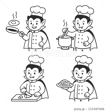 Vampire chef cartoon, cooking, frying,...のイラスト素材 [131497406] - PIXTA