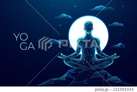 Yoga body human health polygon 3d science vector. のイラスト素材 [131503333 ...