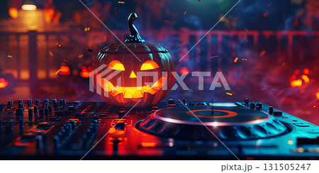 Halloween pumpkin on a dj table background,...のイラスト素材 [131505247] - PIXTA