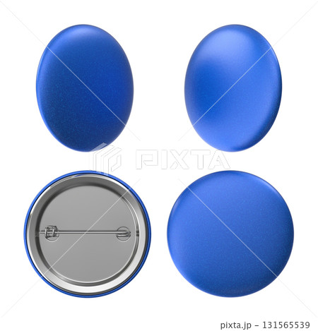 Blue button badge with pin, various perspectivesのイラスト素材 [131565539] - PIXTA