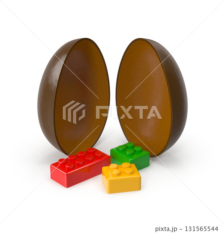 Chocolate Easter Egg with Colorful Building Blocksのイラスト素材 [131565544 ...