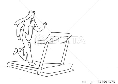 Continuous one line drawing turbaned arab man...のイラスト素材 [131591373] - PIXTA
