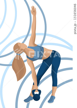 A faceless woman performs a kettlebell...のイラスト素材 [131656046] - PIXTA