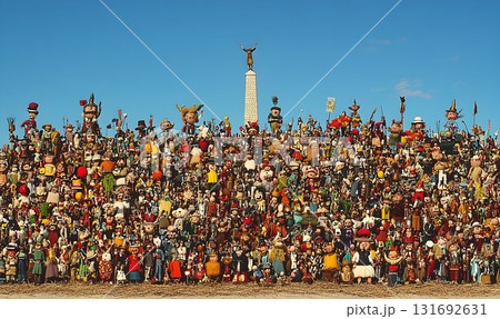 A Vast Crowd of Whimsical Figures with a...のイラスト素材 [131692631] - PIXTA