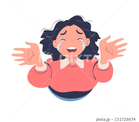 Woman Character Crying from Happiness Smile...のイラスト素材 [131728074] - PIXTA