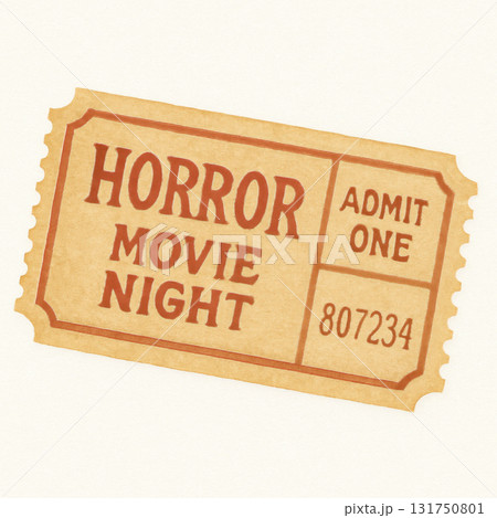 Horror movie night ticket stub vintage design...のイラスト素材 [131750801] - PIXTA