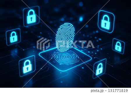 AI generated glowing fingerprint scan with...のイラスト素材 [131771819] - PIXTA