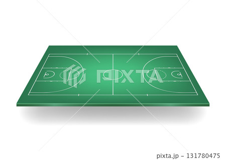 Green Basketball Court. Green Indoor Basketball...のイラスト素材 [131780475 ...