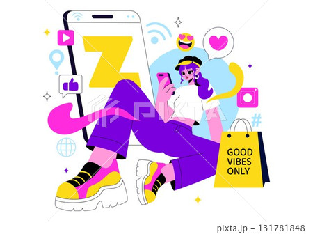 Gen Z Lifestyle Vector Illustration Featuring...のイラスト素材 [131781848] - PIXTA