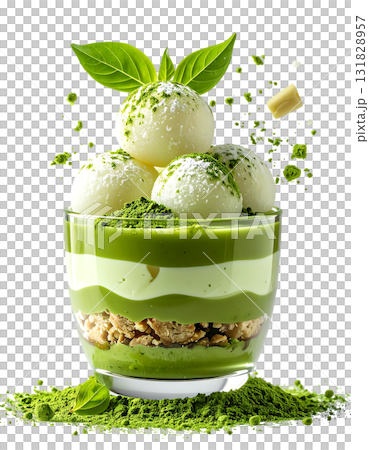 Japanese-style parfait with the aroma of matcha... - Stock Illustration ...
