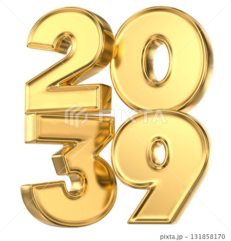 Number 2039 Gold 3D For New Year 2039のイラスト素材 [131858170] - PIXTA