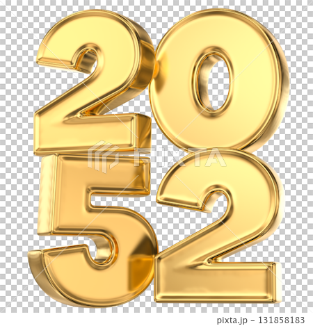 Number 2052 Gold 3D For New Year 2052のイラスト素材 [131858183] - PIXTA