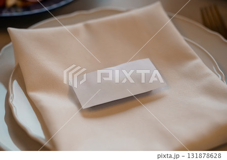 Elegant Table Setting with Folded Napkin and...の写真素材 [131878628] - PIXTA