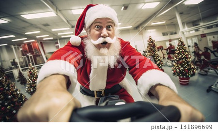 Santa Claus Staying Fit for the Holidays....のイラスト素材 [131896699] - PIXTA
