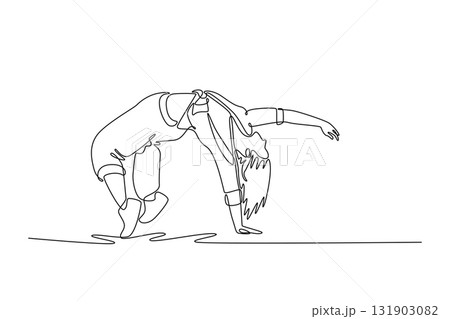 Single continuous line drawing girl dancer...のイラスト素材 [131903082] - PIXTA