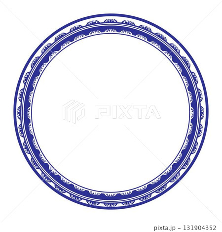 Round blue frame with floral pattern. Vector...のイラスト素材 [131904352] - PIXTA