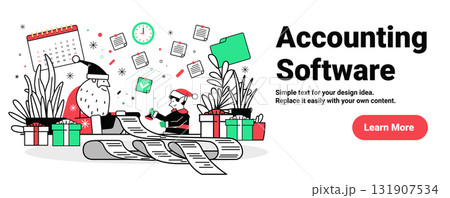 Santa accounting software Christmas office...のイラスト素材 [131907534] - PIXTA